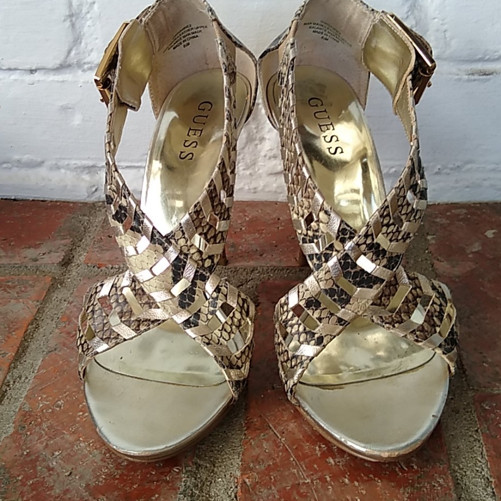 Guess 8.5 Snake And Gold High Heels - Gem